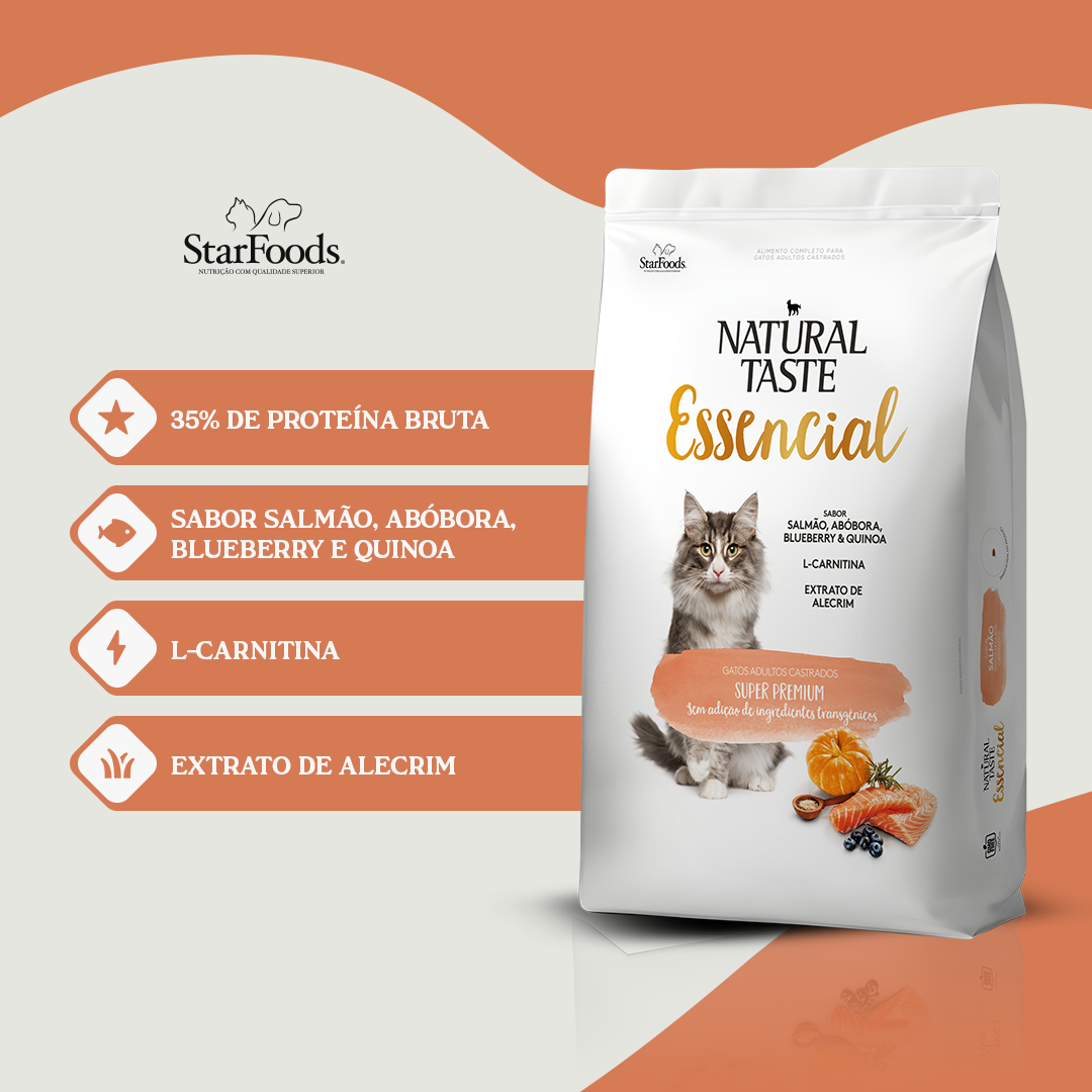 NATURAL TASTE ESSENCIAL GATOS ADULTOS SALMÓN CASTRADOS – StarFoods